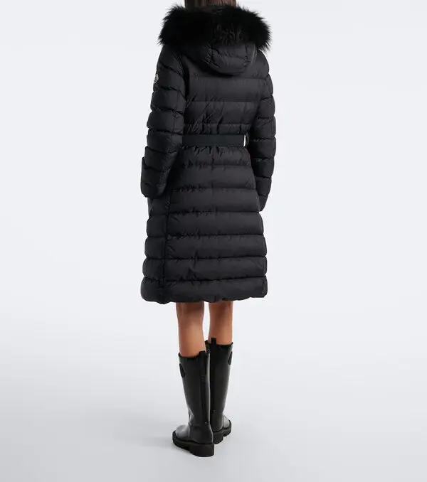 Moncler Shearling-trimmed Down Coat - Black