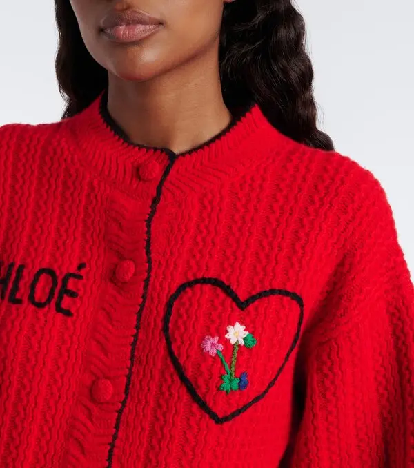 Chloé Embroide Wool And Cashmere Cardigan