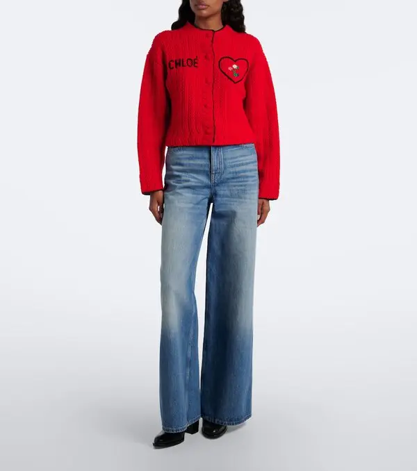 Chloé Embroide Wool And Cashmere Cardigan