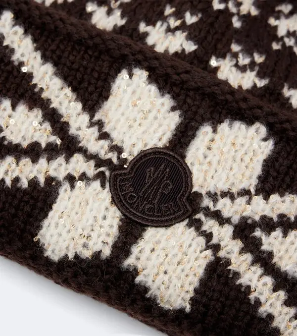 Moncler Sequined Fair Isle Wool-blend Beanie