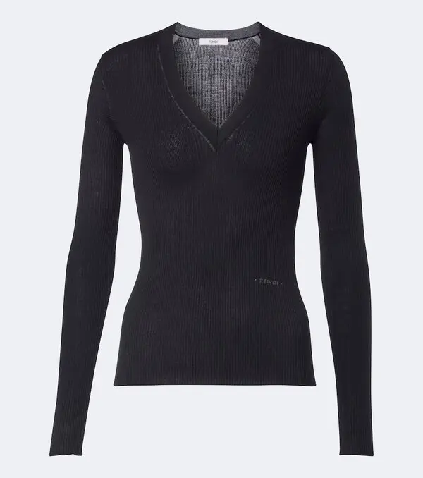 Fendi Ribbed-knit Wool-blend Top
