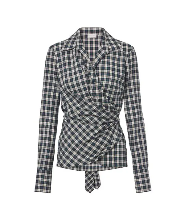 Dries Van Noten Draped Plaid Cotton Flannel Shirt - Green