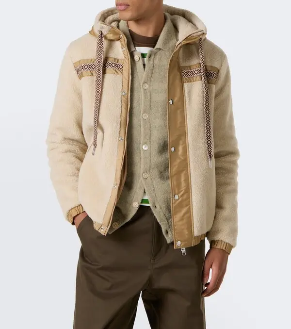 Moncler Technical-trimmed Fleece Jacket - Beige