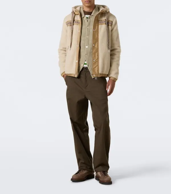 Moncler Technical-trimmed Fleece Jacket - Beige