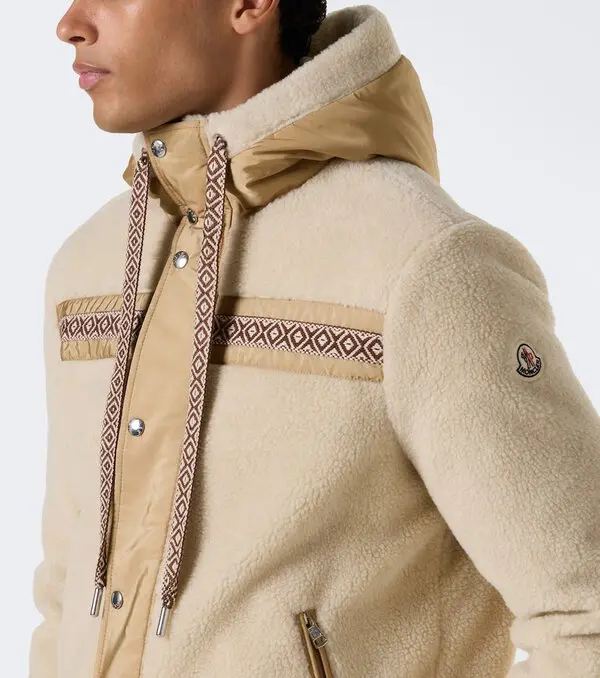 Moncler Technical-trimmed Fleece Jacket - Beige