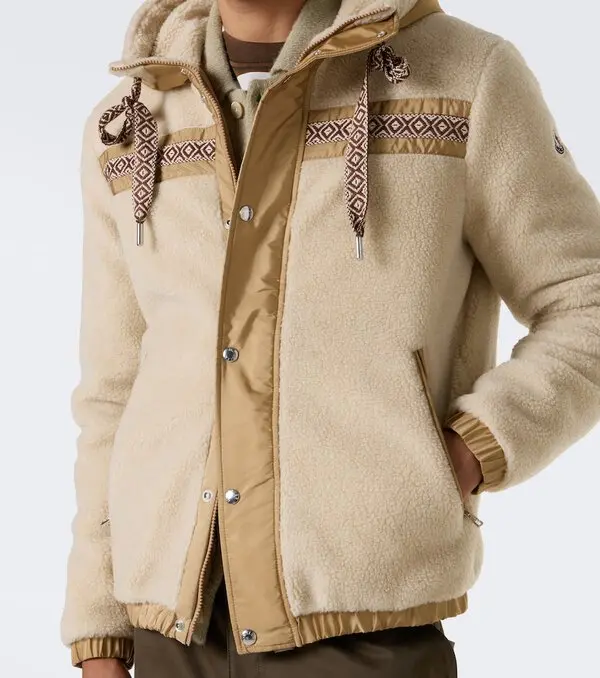 Moncler Technical-trimmed Fleece Jacket - Beige