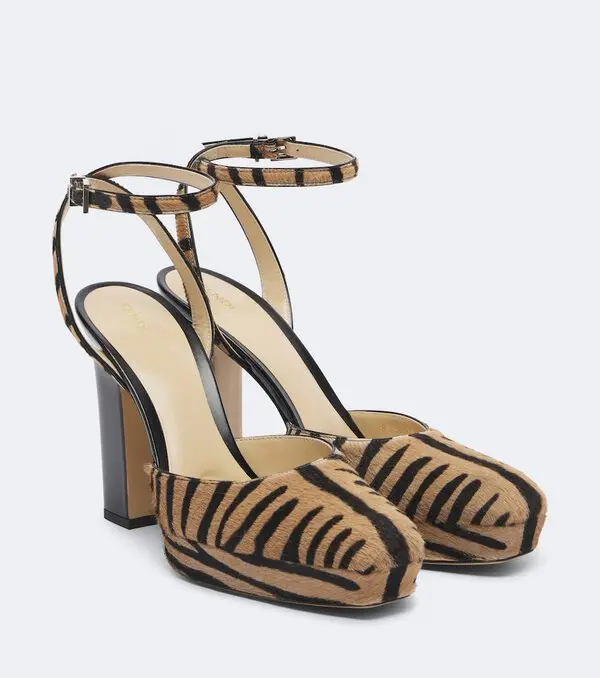Fendi Tiger-print Calf Hair Platform Pumps