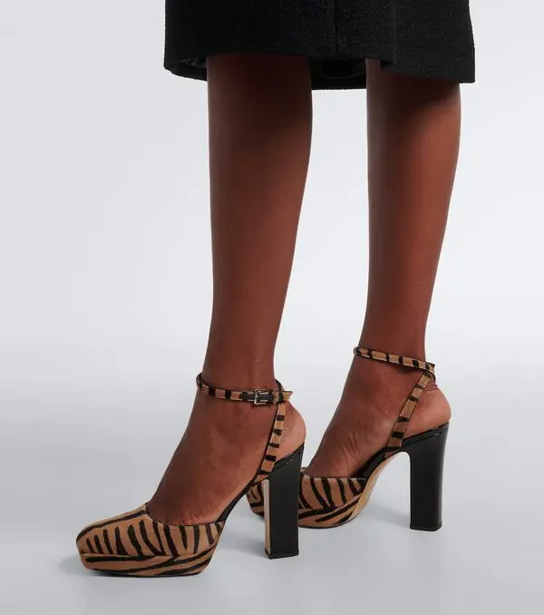 Fendi Tiger-print Calf Hair Platform Pumps