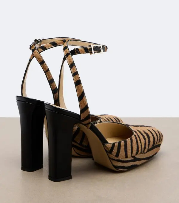 Fendi Tiger-print Calf Hair Platform Pumps