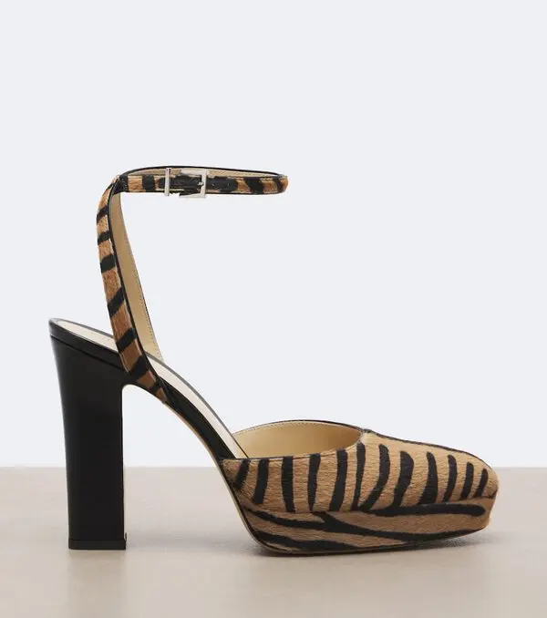 Fendi Tiger-print Calf Hair Platform Pumps