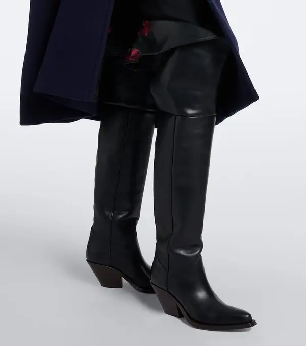Chloé Azelan Embroidered Leather Over-the-knee Boots