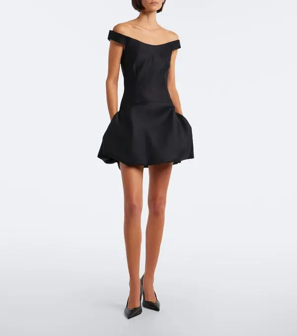 Balenciaga Off-shoulder Wool And Silk Corset Dress