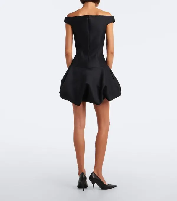 Balenciaga Off-shoulder Wool And Silk Corset Dress