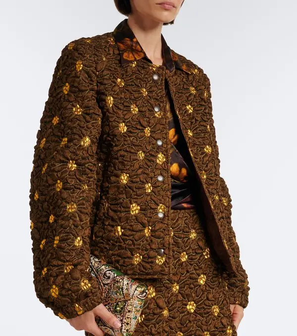 Dries Van Noten Embellished Floral Cloqué Jacket