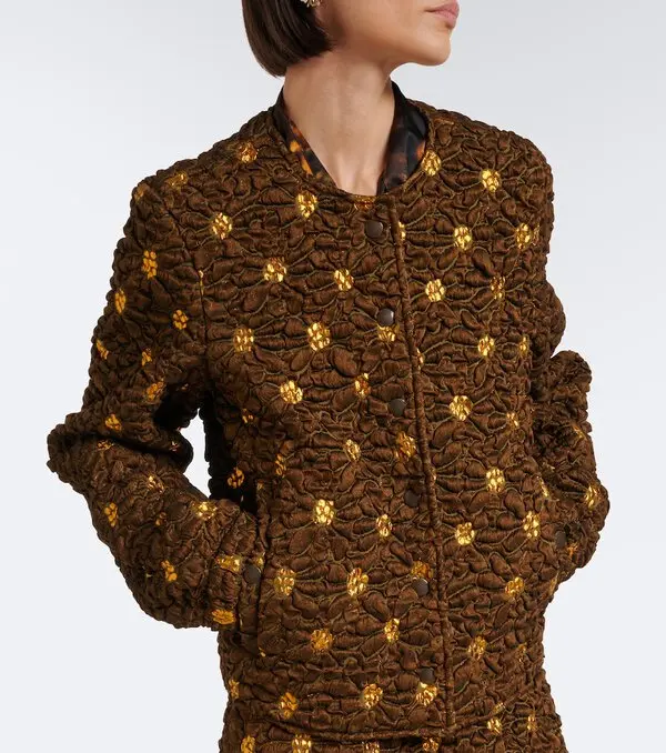 Dries Van Noten Embellished Floral Cloqué Jacket