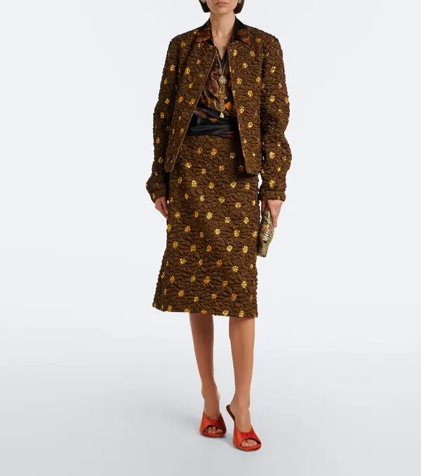 Dries Van Noten Embellished Floral Cloqué Jacket