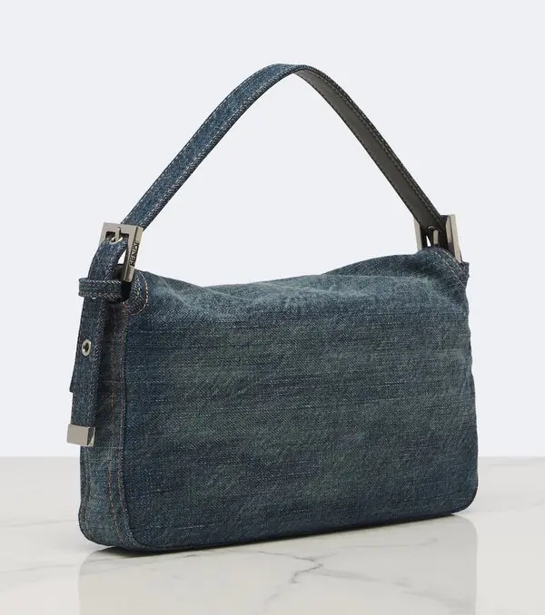 Fendi Baguette® 26424 Small Denim Shoulder Bag