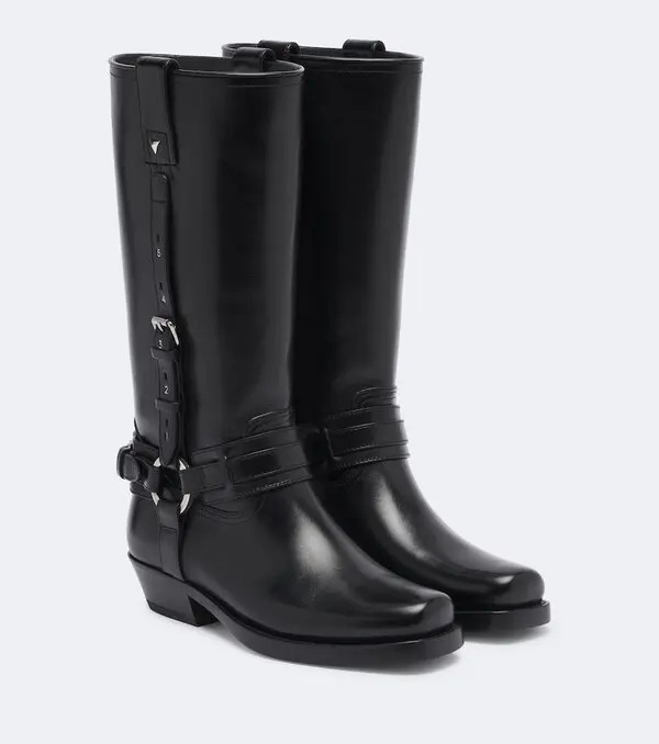 Fendi Leather Biker Boots - Black