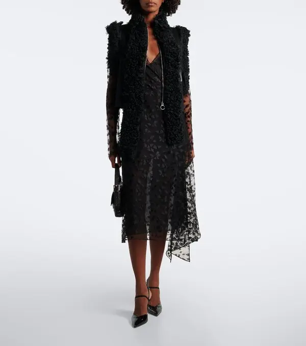 Fendi Asymmetric Lace Midi Dress