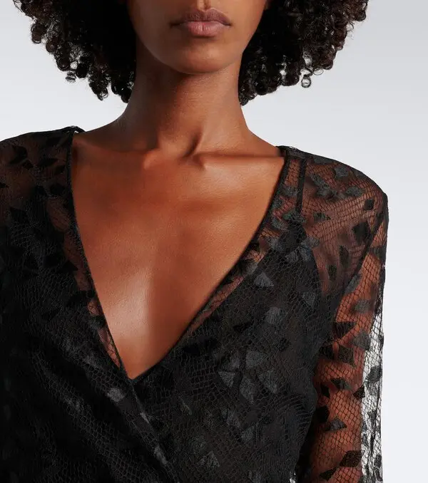 Fendi Asymmetric Lace Midi Dress