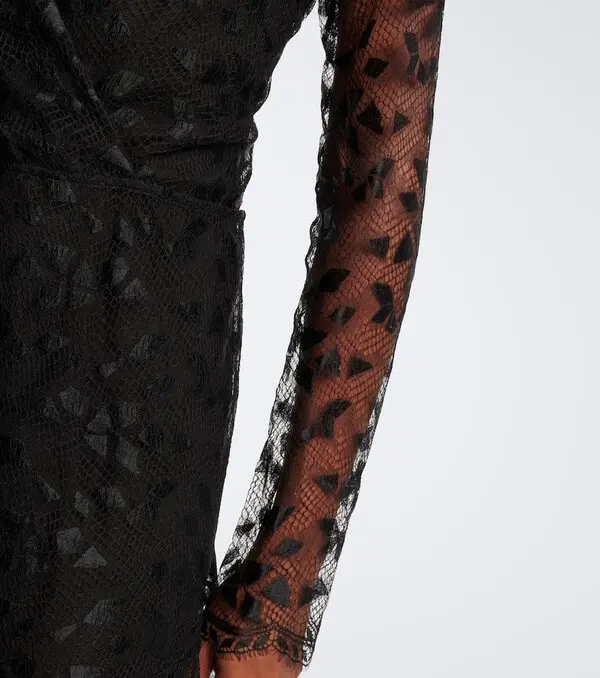 Fendi Asymmetric Lace Midi Dress