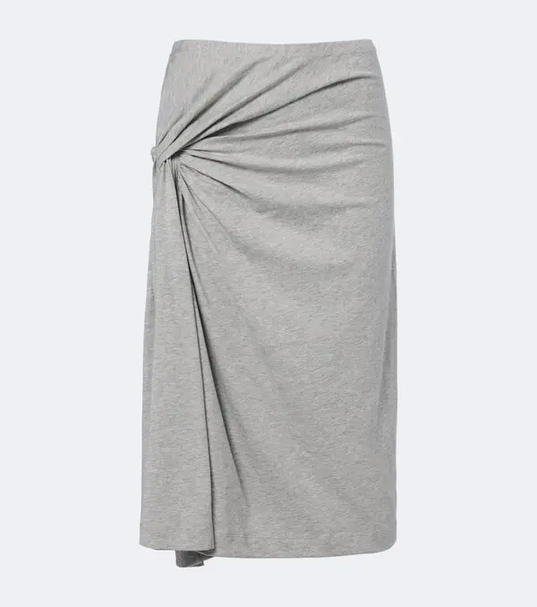Dries Van Noten Draped Cotton Jersey Midi Skirt