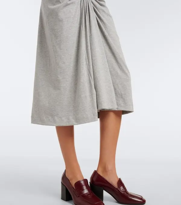 Dries Van Noten Draped Cotton Jersey Midi Skirt