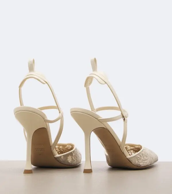 Fendi Colibrì Floral Lace Slingback Pumps - Beige
