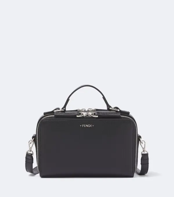 Fendi Suede-lined Leather Crossbody Bag - Black