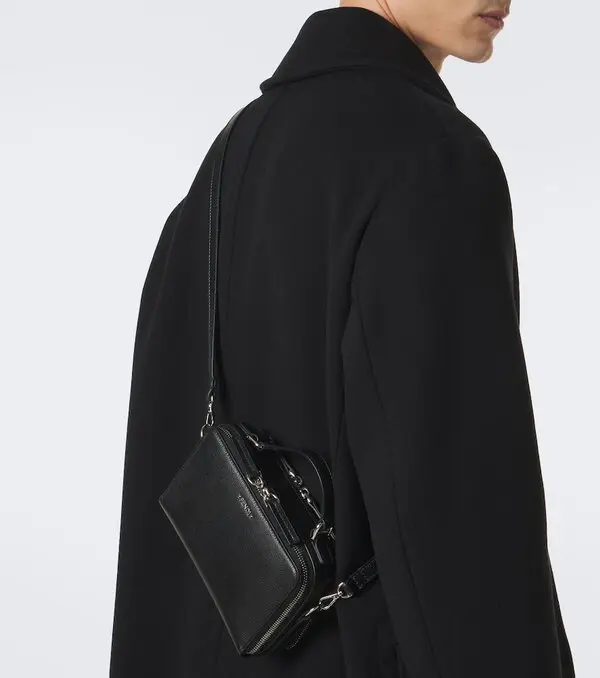 Fendi Suede-lined Leather Crossbody Bag - Black