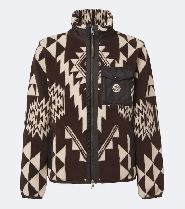 Moncler Printed Fleece Jacket - Brown
