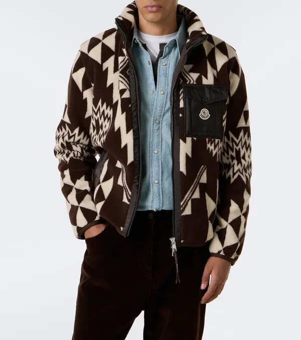 Moncler Printed Fleece Jacket - Brown