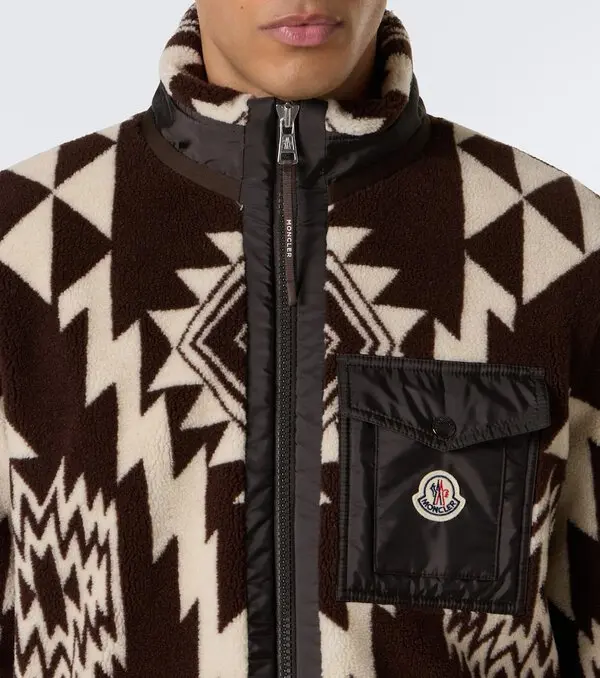 Moncler Printed Fleece Jacket - Brown