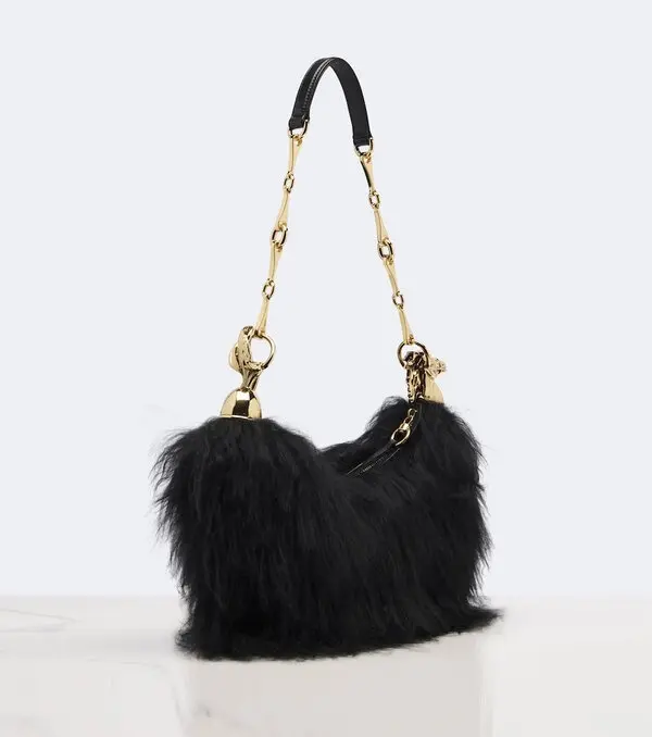 Chloé Chain Horse Large Shearling Shoulder Bag