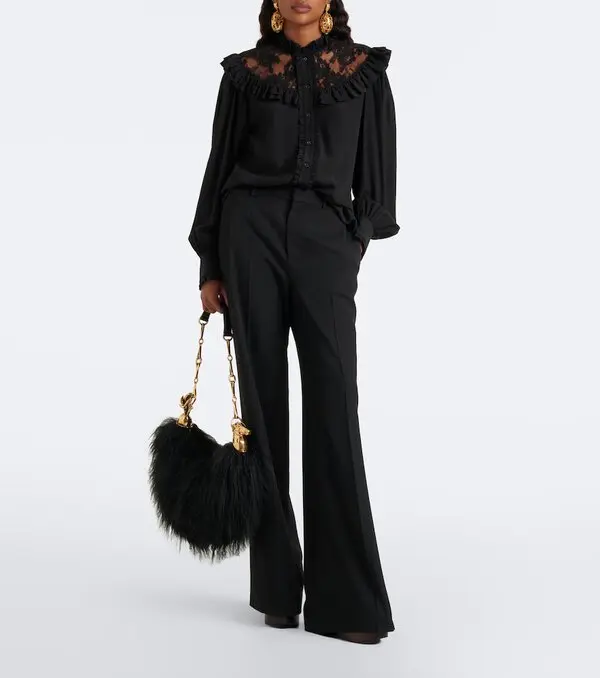 Chloé Chain Horse Large Shearling Shoulder Bag
