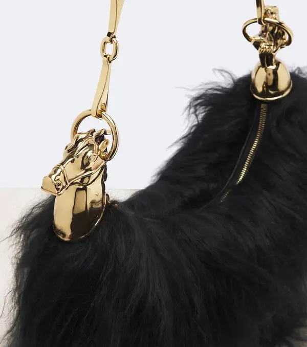 Chloé Chain Horse Large Shearling Shoulder Bag