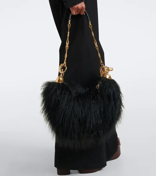 Chloé Chain Horse Large Shearling Shoulder Bag