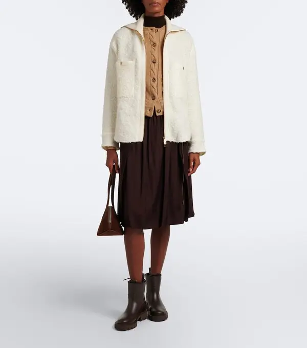 Moncler Bouclé Zip-up Jacket