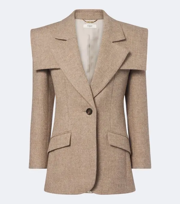 Chloé Caped Wool Blazer - Beige