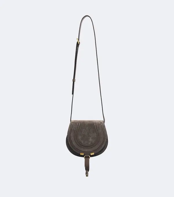 Chloé Marcie Small Suede Crossbody Bag - Grey