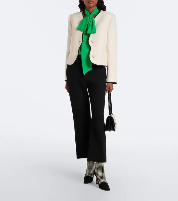 Manolo Blahnik Gosta Houndstooth Suede-trimmed Ankle Boots
