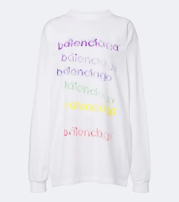 Balenciaga Logo Cotton Jersey T-shirt - White