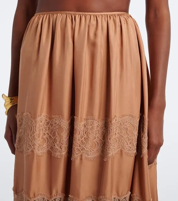 Ulla Johnson Chantal Lace-trimmed Silk Maxi Skirt