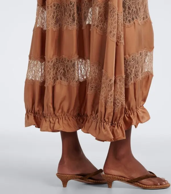 Ulla Johnson Chantal Lace-trimmed Silk Maxi Skirt