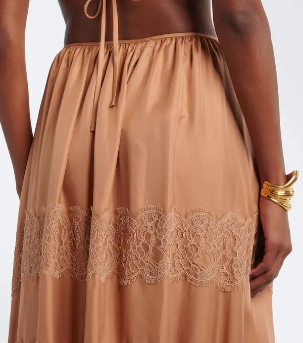 Ulla Johnson Chantal Lace-trimmed Silk Maxi Skirt