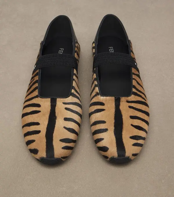 Fendi Academia Calf Hair Ballet Flats