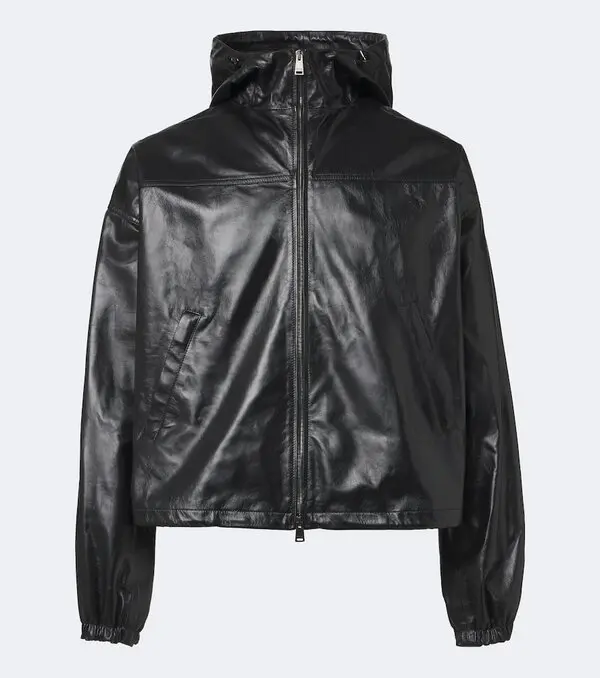 Fendi Leather Bomber Jacket - Black