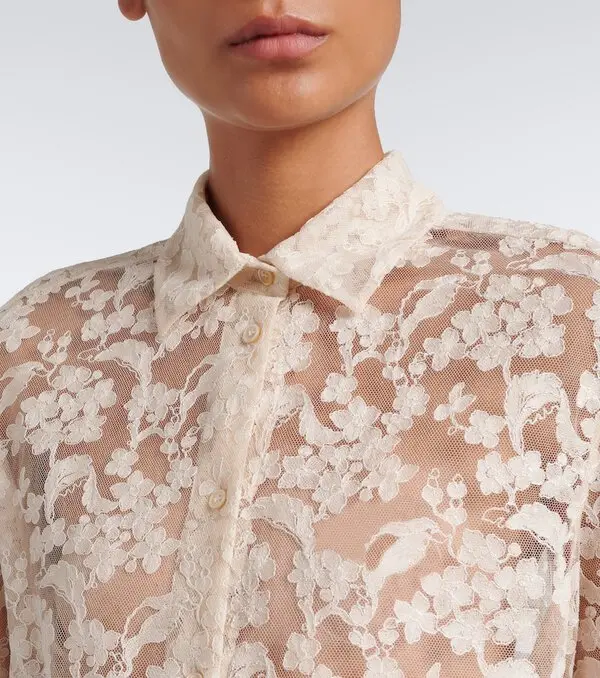 Fendi Sheer Lace Shirt - White