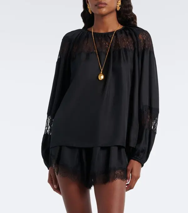 Ulla Johnson Georgina Lace-trimmed Silk Shorts