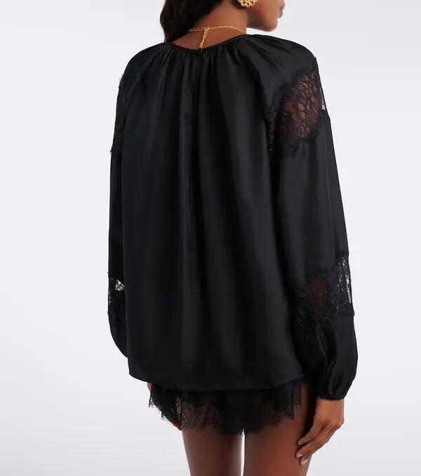 Ulla Johnson Georgina Lace-trimmed Silk Shorts